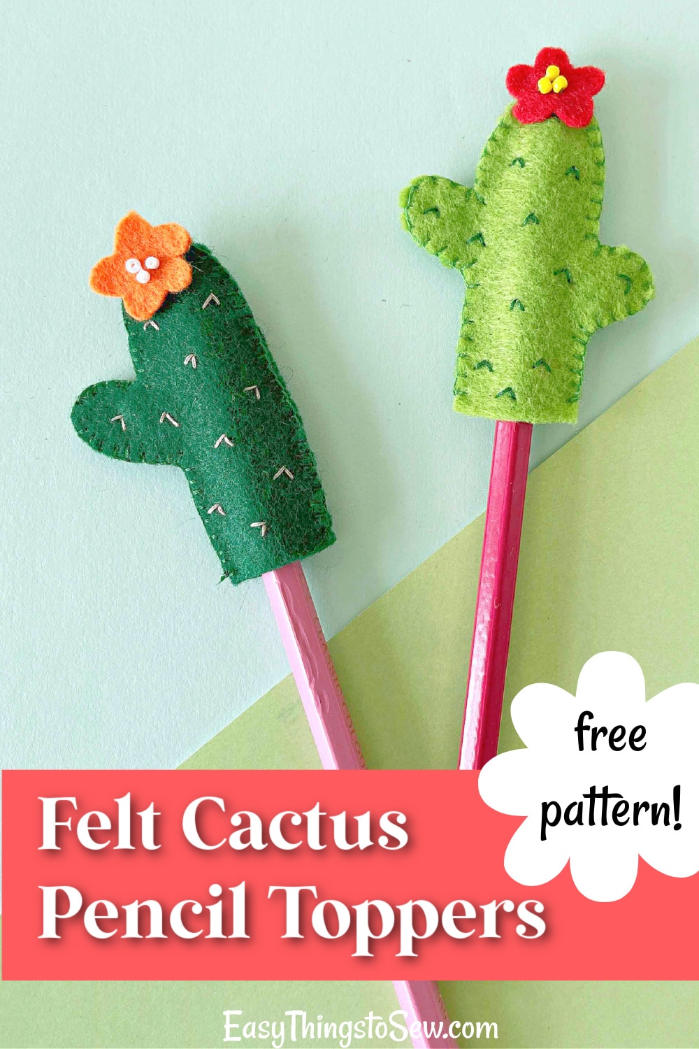 Felt Cactus Pencil Topper - Easy Things to Sew