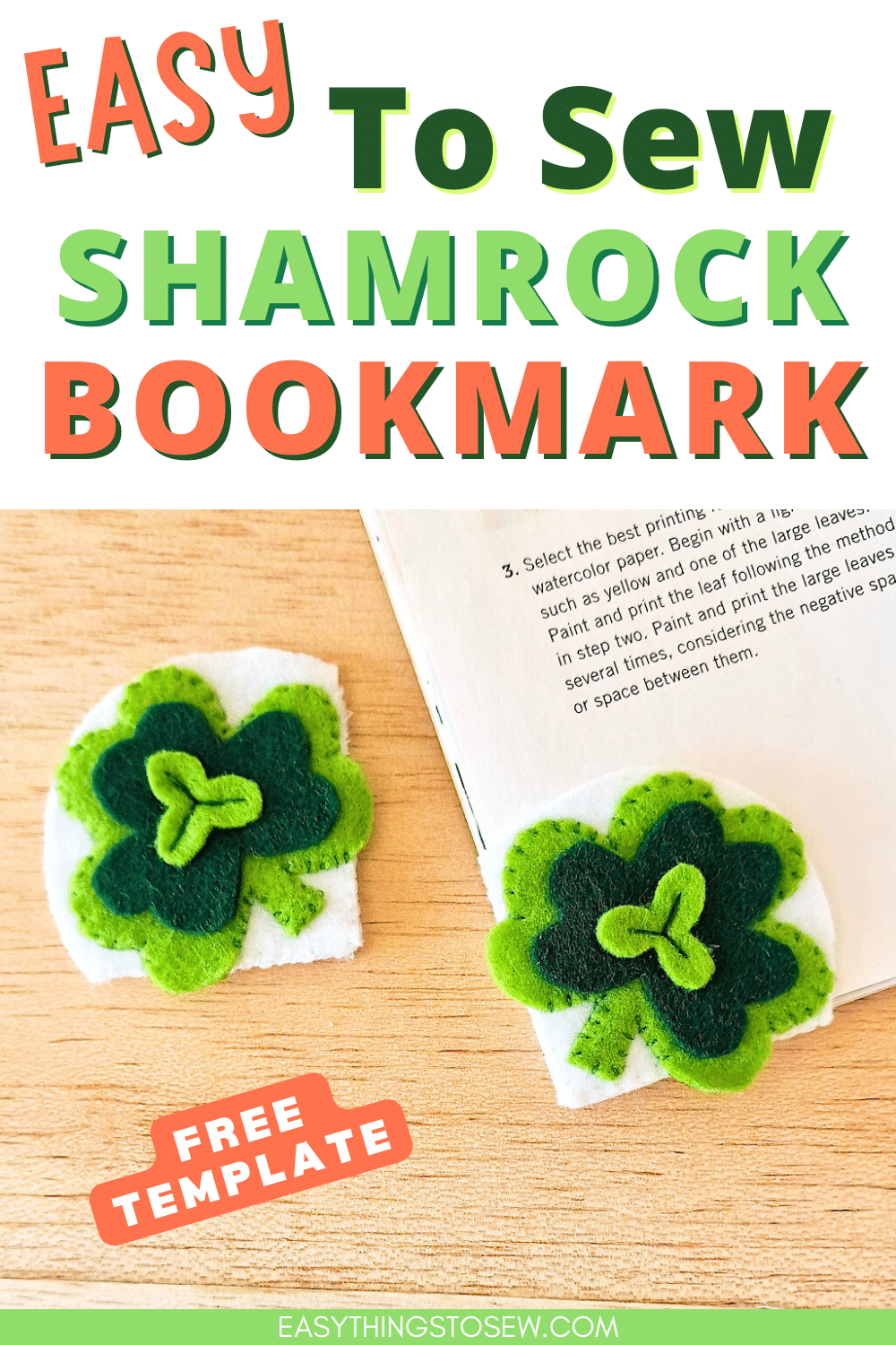 Felt Shamrock Bookmark (Free Pattern) - Easy Things to Sew