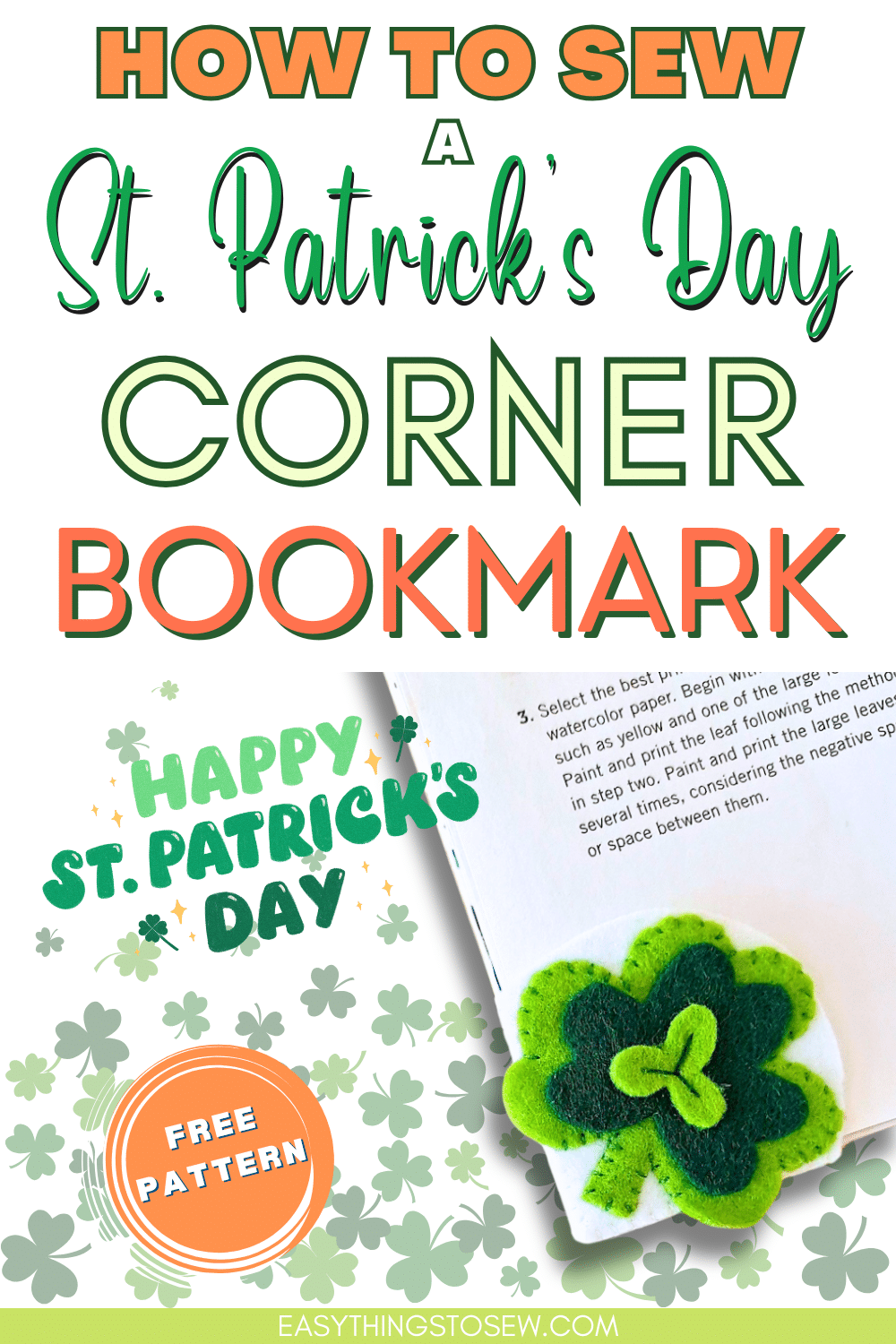 Felt Shamrock Bookmark (Free Pattern) - Easy Things to Sew