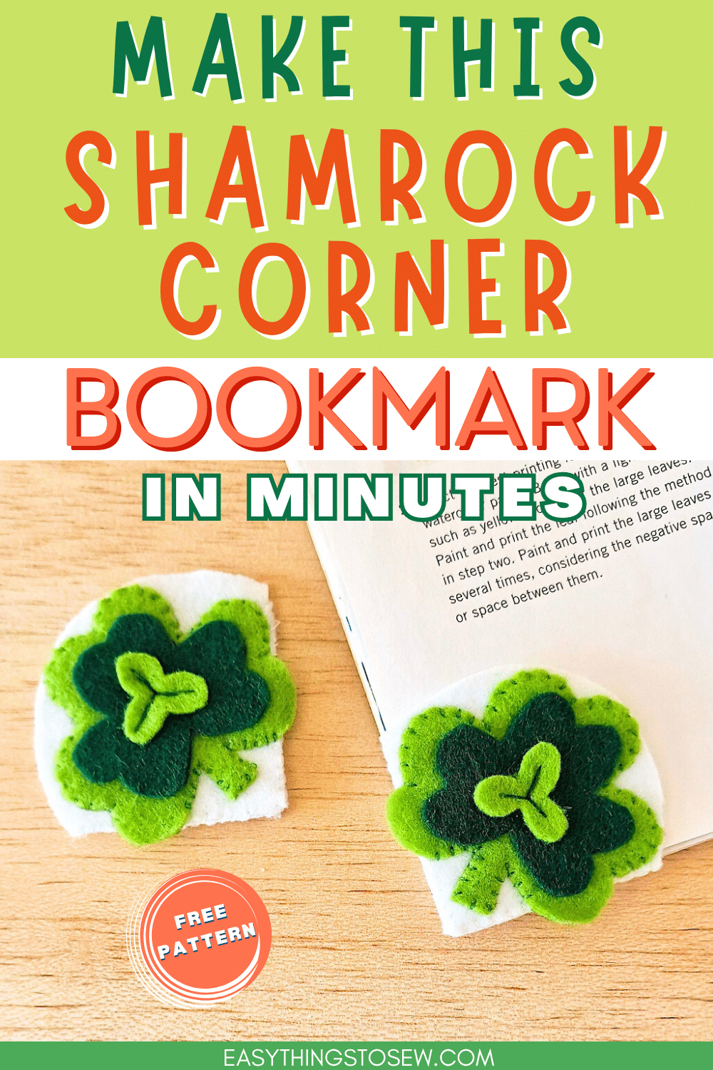 Felt Shamrock Bookmark (Free Pattern) - Easy Things to Sew