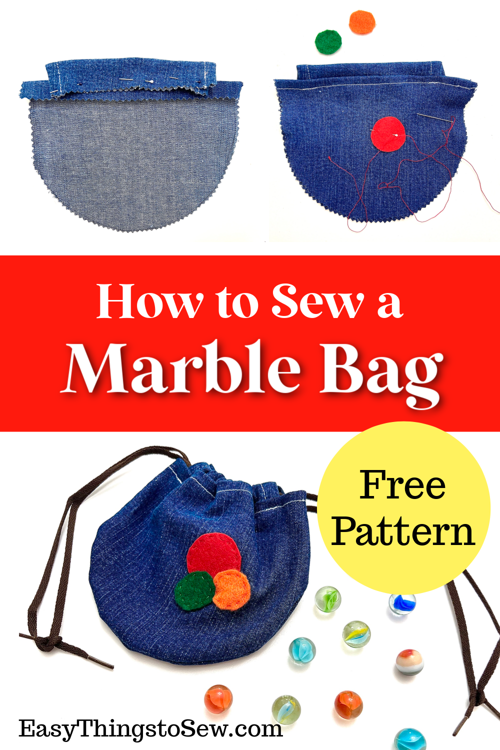 DIY Marble Bag (Free Pattern and Game Instructions) - Easy Things to Sew