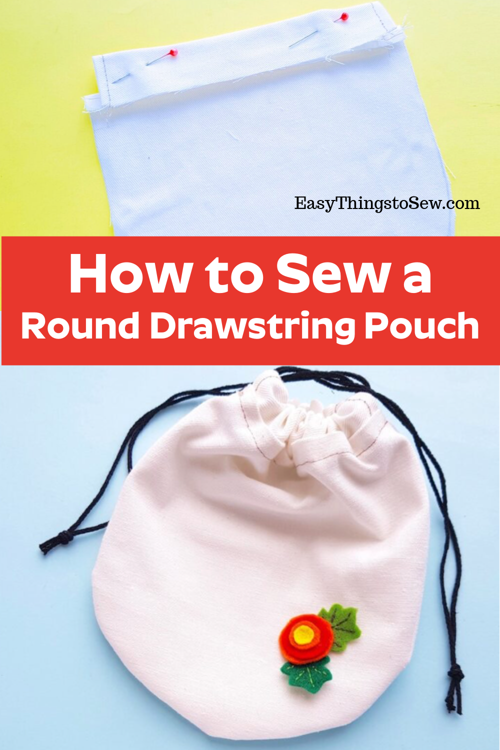 How To Sew A Round Drawstring Pouch - Easy Things to Sew