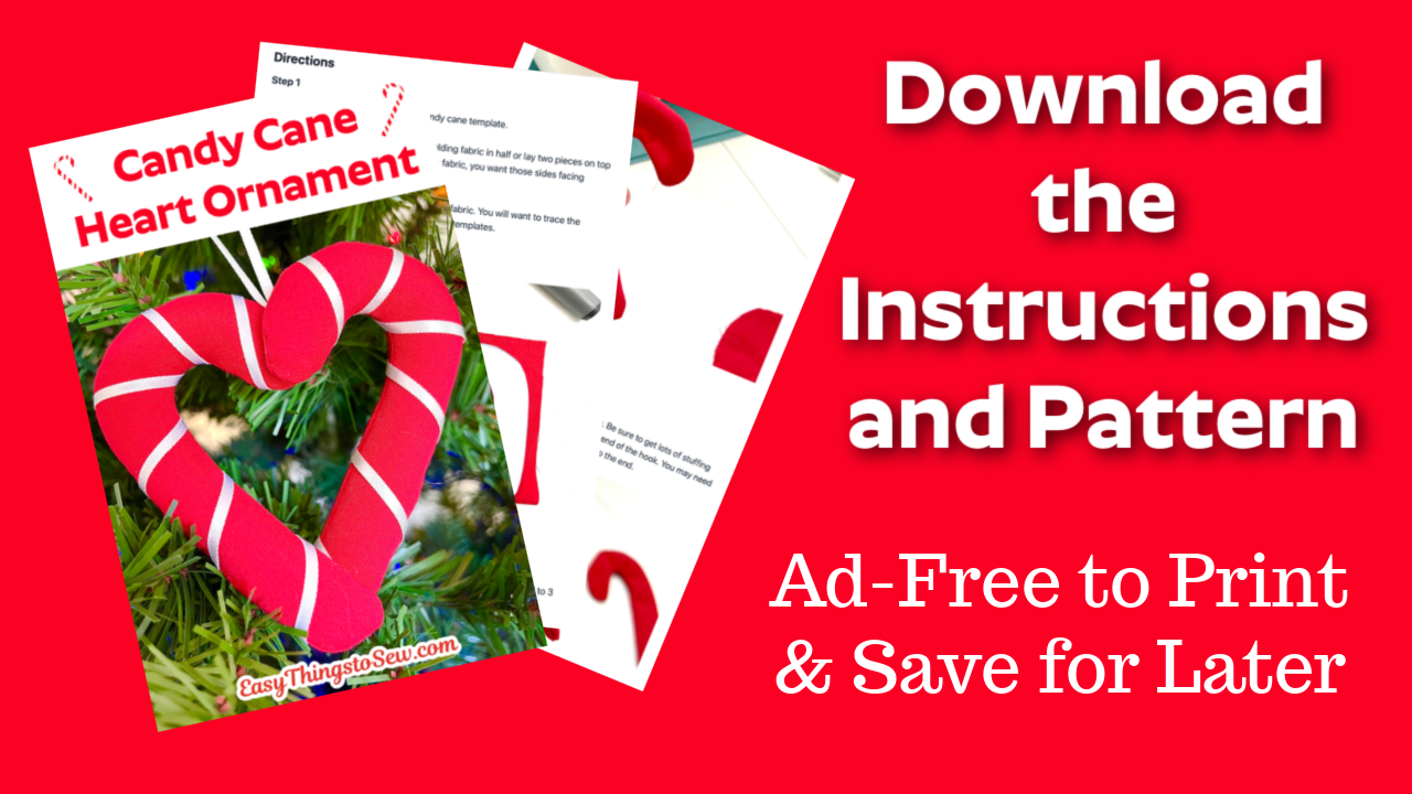 Candy Cane Heart Ornament (Free Pattern) - Easy Things to Sew